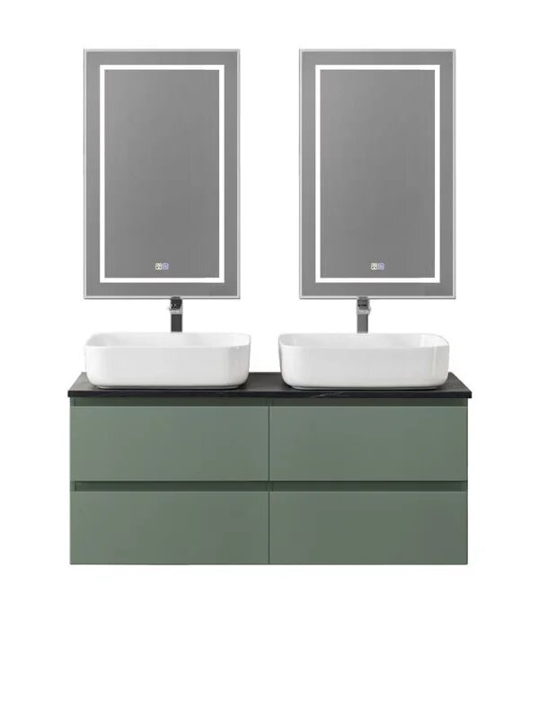 Мебель для ванной комнаты BelBagno Kraft 120 подвесная, матовая еловая, столешница kep-120-2-mno, раковина BB1304, для двоих