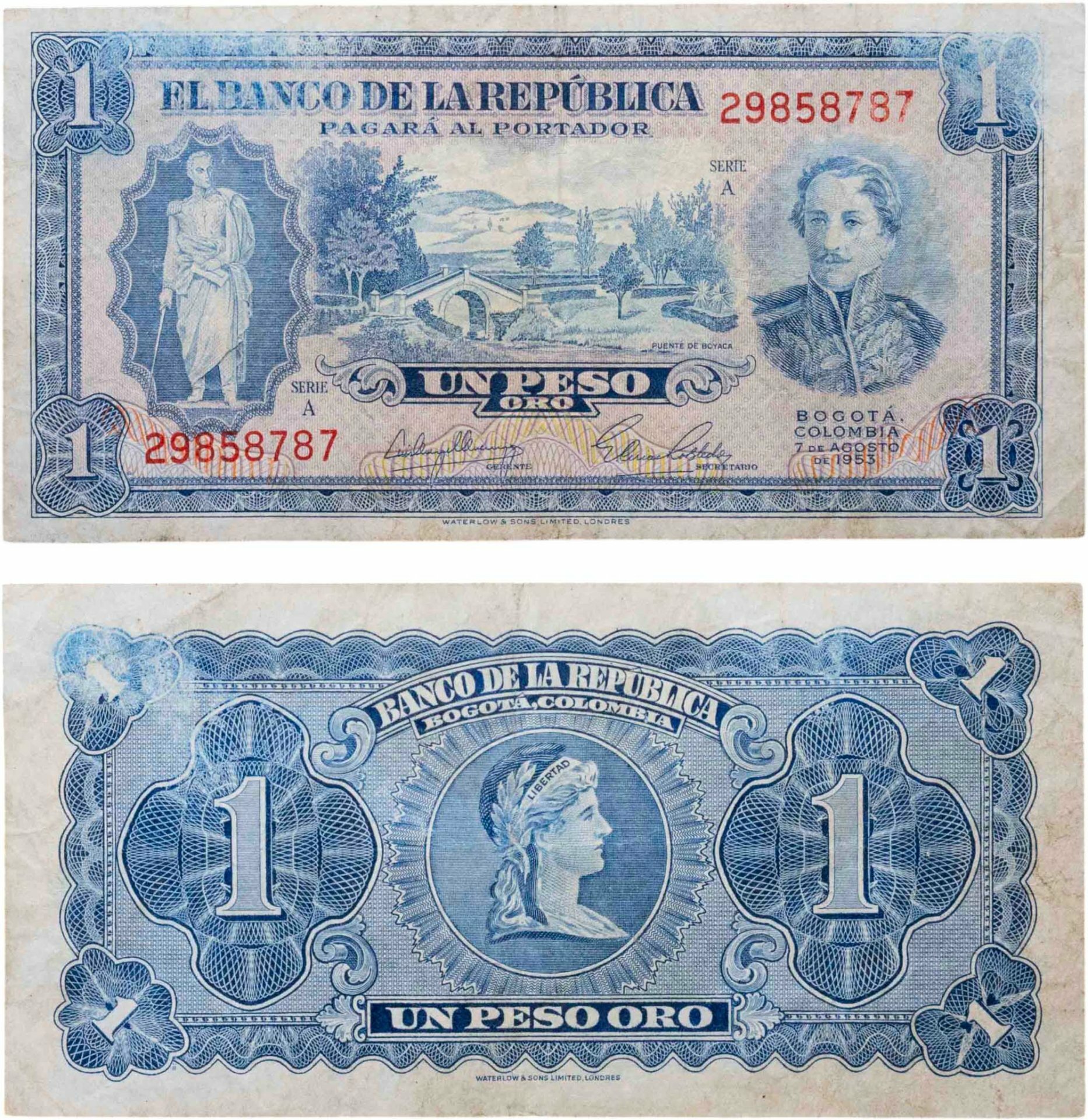 Колумбия 1 песо 1953