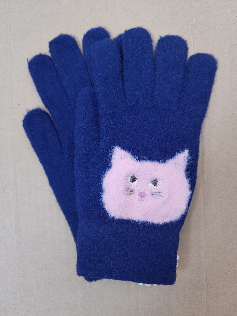 Перчатки шерстяные котики для девочек