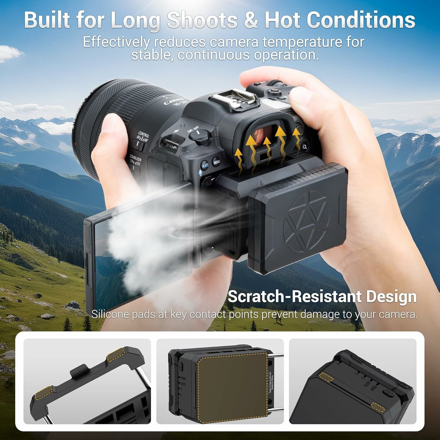 JJC CCS-UN1 Система охлаждения полупроводников для Sony A7V, A7IV, A6700, ZV-E10 II, ZVE10, ZV-E1, A7C II, Canon EOS R50, R5, R6 Mark II и др.
