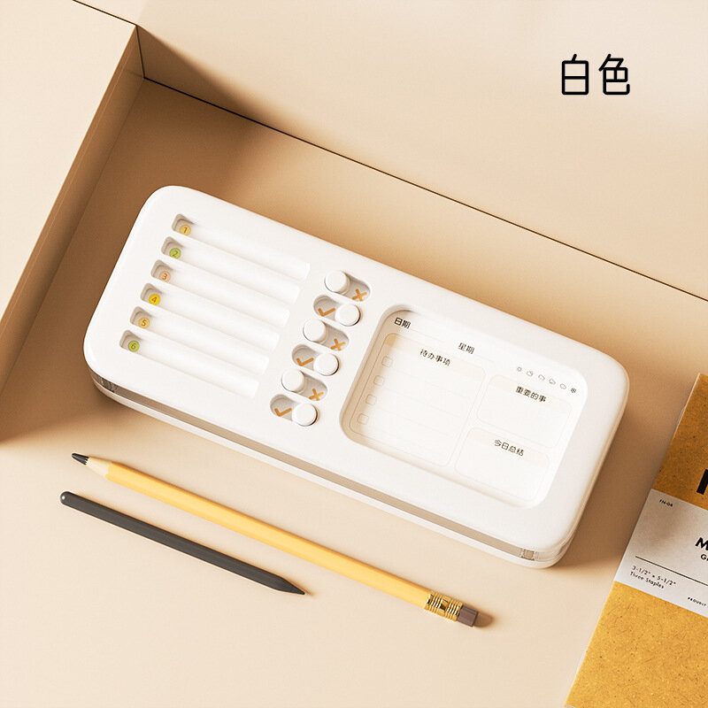 Коробка для канцелярских принадлежностей для самодисциплины, многофункциональный пенал для студентов, органайзер для учебных принадлежностей, простой пластиковый пенал