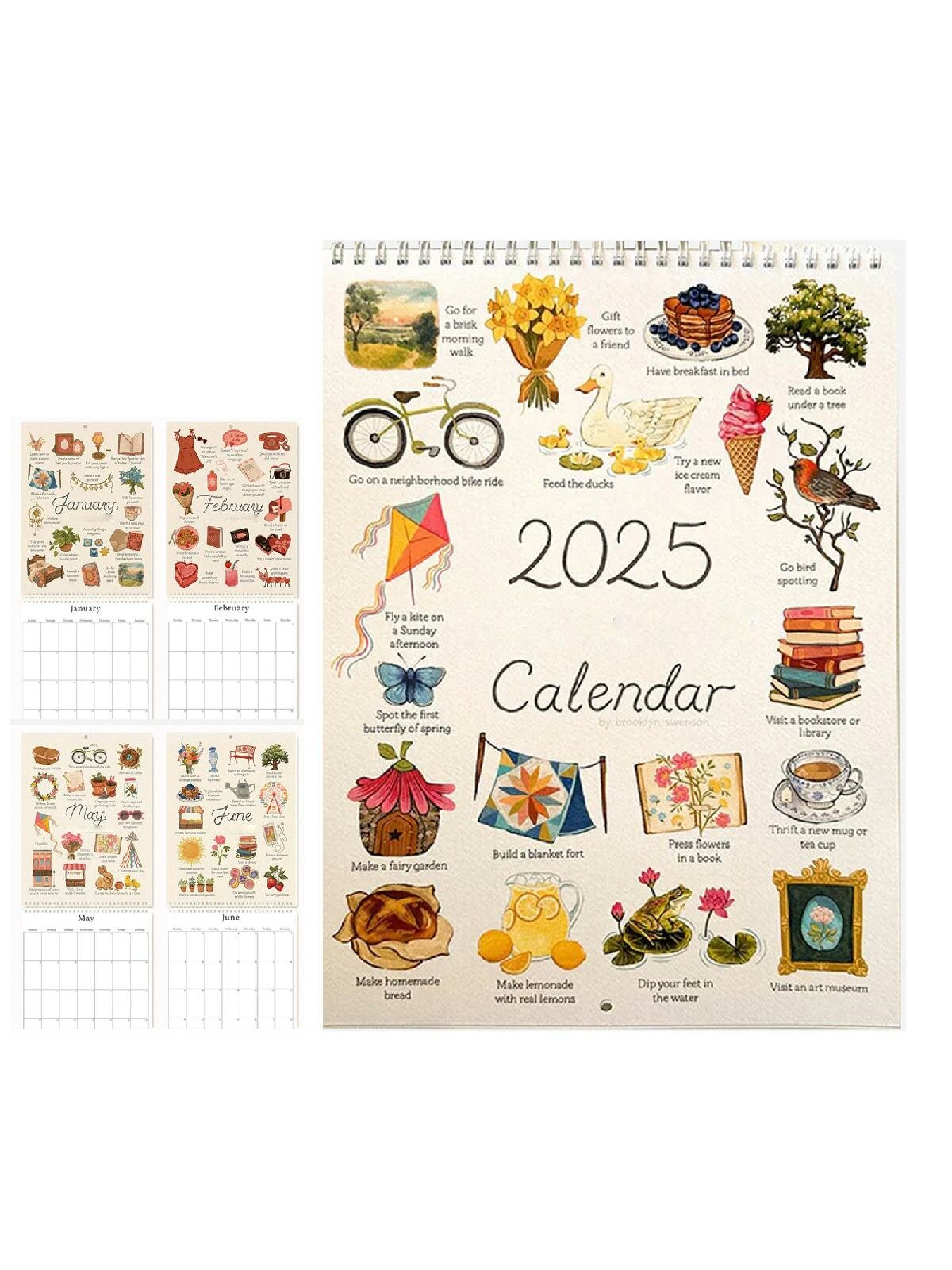 Ежемесячный планировщик календарей на 2025 год с двумя катушками ежедневных блоков без подкладки