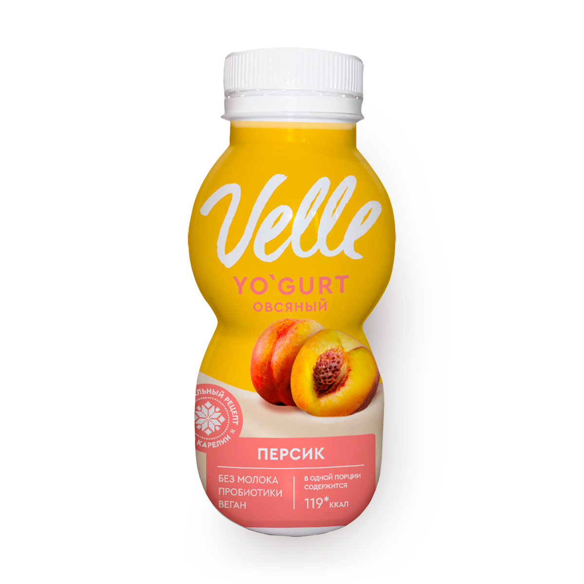 Йогурт Velle "Персик", овсяный, ферментированный, питьевой, 230 мл