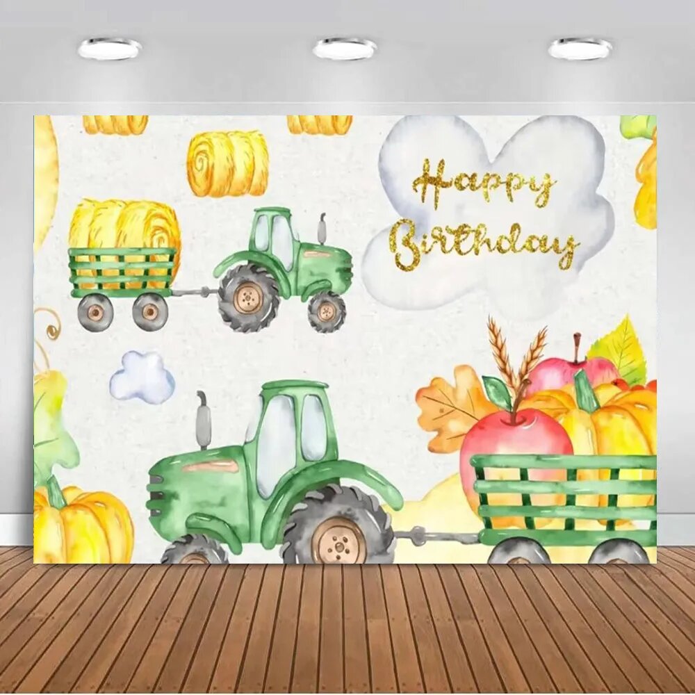 Зеленый сельскохозяйственный трактор, украшения для дня рождения, одноразовые тарелки, набор воздушных шаров с цифрами, экскаватор, фон для автомобиля, товары для вечеринок