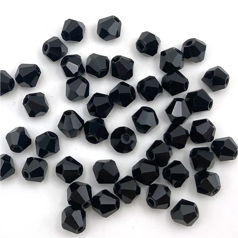 Хрустальные биконе бусины стекло 3 4 6 мм Черный, 4mm(about 90pcs), JZ020
