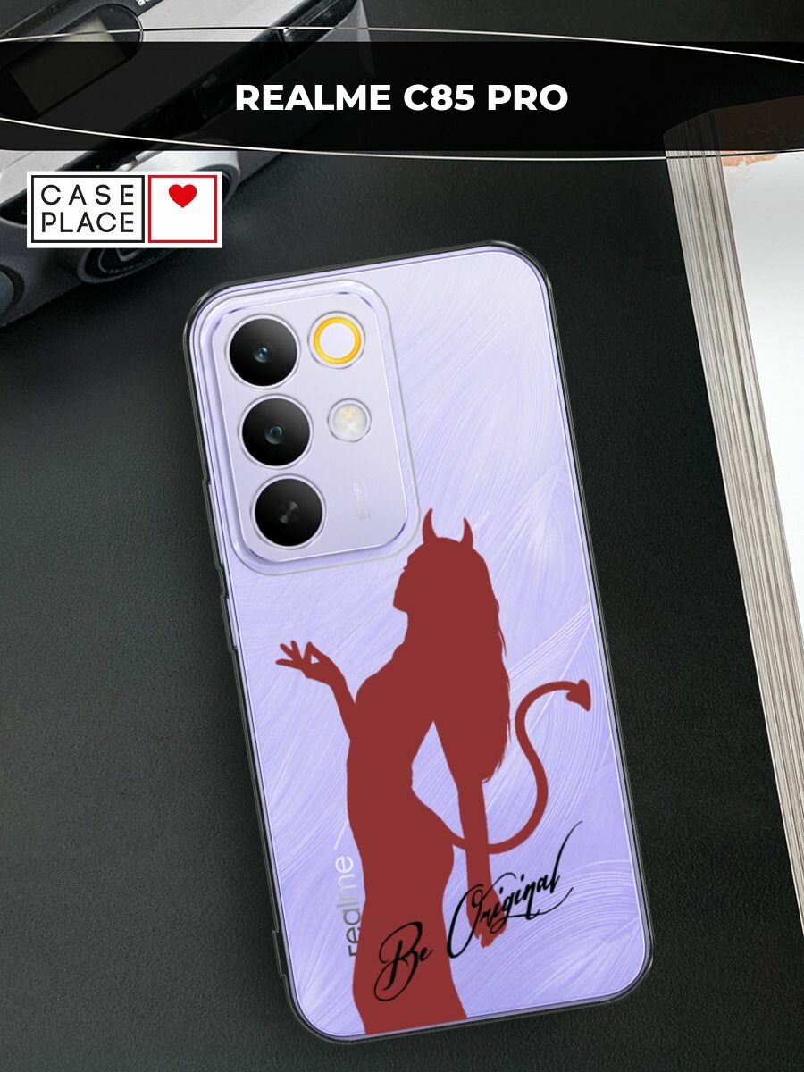 Чехол на Realme C85 Pro / Реалми C85 Про с принтом Devil girl 2, прозрачный