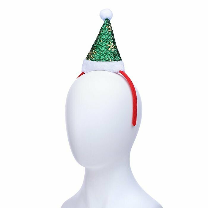 Ободок карнавальный Oubaoloon "Колпачок новогодний" из полимерных материалов и текстиля