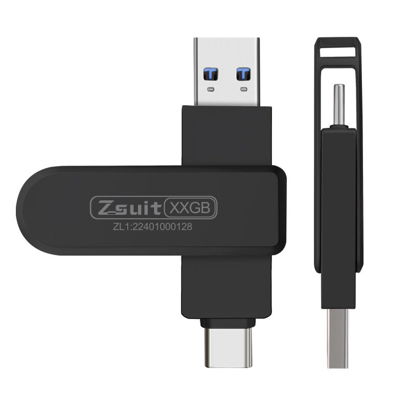 1TB USB-флешка для мобильного телефона Type-C с двойным головкой, вращающаяся USB-флешка 128GB, большая емкость 256GB, USB 3.0, мобильное офисное хранилище