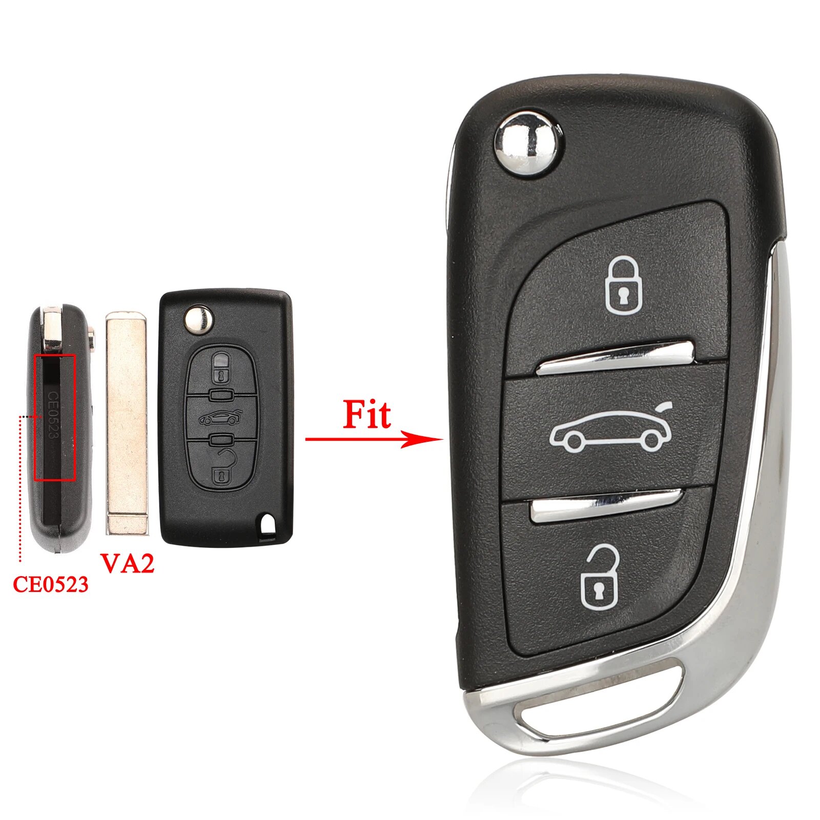 Складной Чехол-ключница Jingyuqin Для Citroen C5 C4 Hatch Coupe VTR C6 C8 C2 Berlingo 3B CE0523 VA2