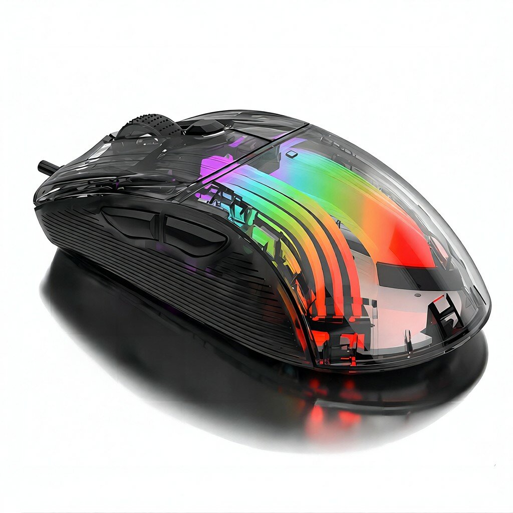 X400 Проводной геймерский мышь с 6 регулируемыми уровнями DPI, режимами RGB освещения, прозрачной оболочкой, программируемыми макросами, эргономичным дизайном, цвет Transparent White/Transparent Black, материал ABS, длина кабеля 1.6M плетёный с магнитным
