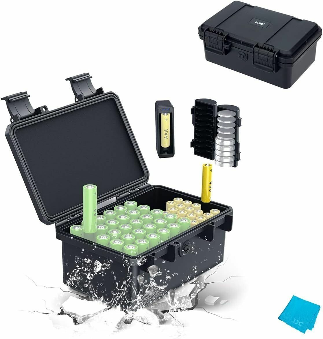 Органайзер с тестером для батареек AA и AAA (48 слотов: 30 AA + 18 AAA) влагозащищенный кейс для компактного хранения