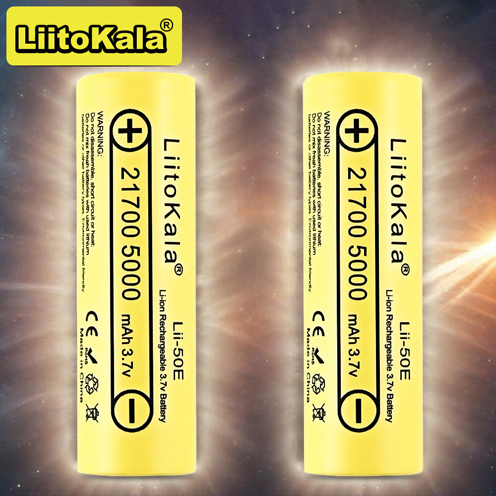 LiitoKala Lii-50E I 5000mAh 21700 мАч литий-ионная батарея Batería de Litio-Ion recargable para bicicleta eléctrica DIY Заряжаемый литий - ионный аккумулятор