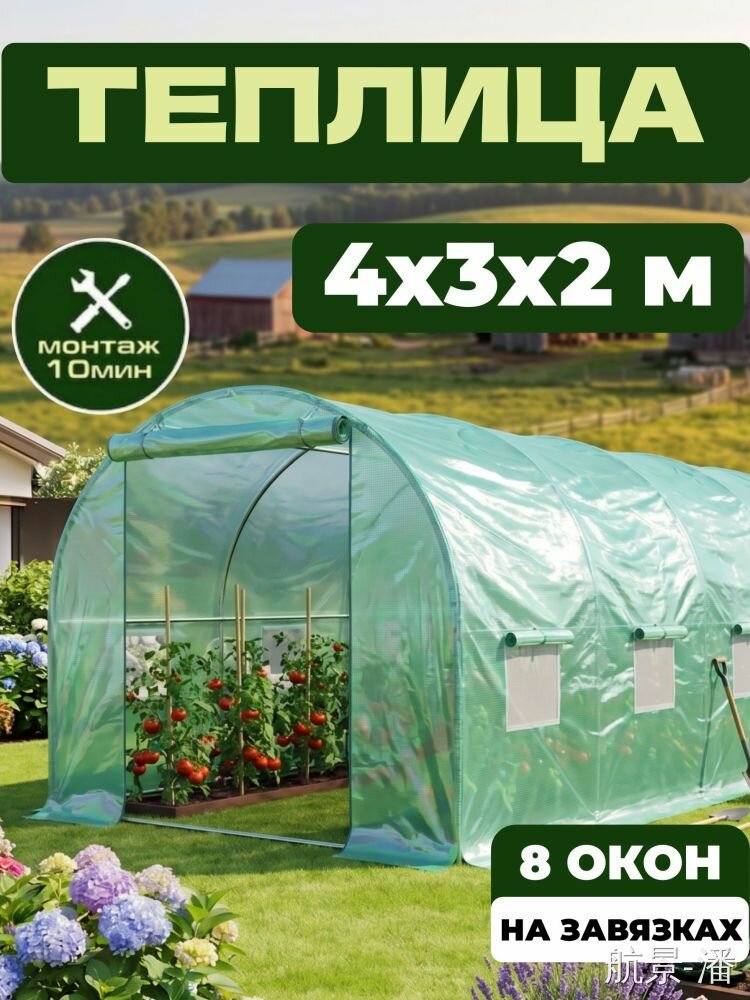 Prima Парник, теплица арочная DPWL-теплица ар-afpi 4х3х2м, Нержавеющая сталь