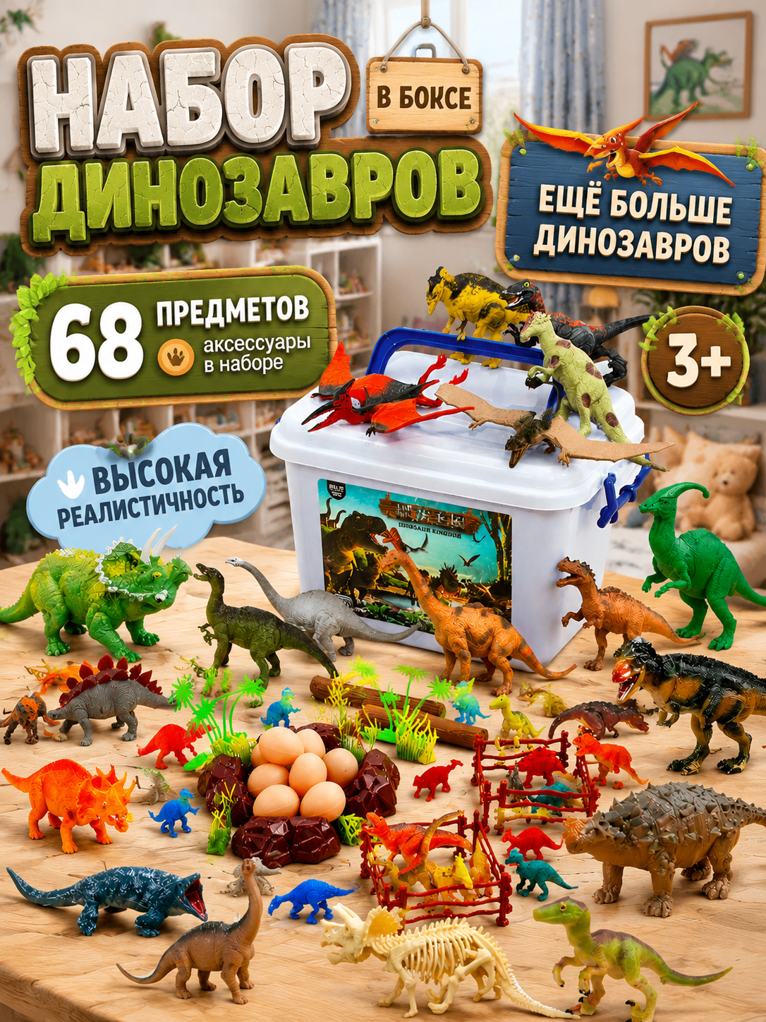 Фигурки динозавров в боксе TrendToys фигурки животных большой набор