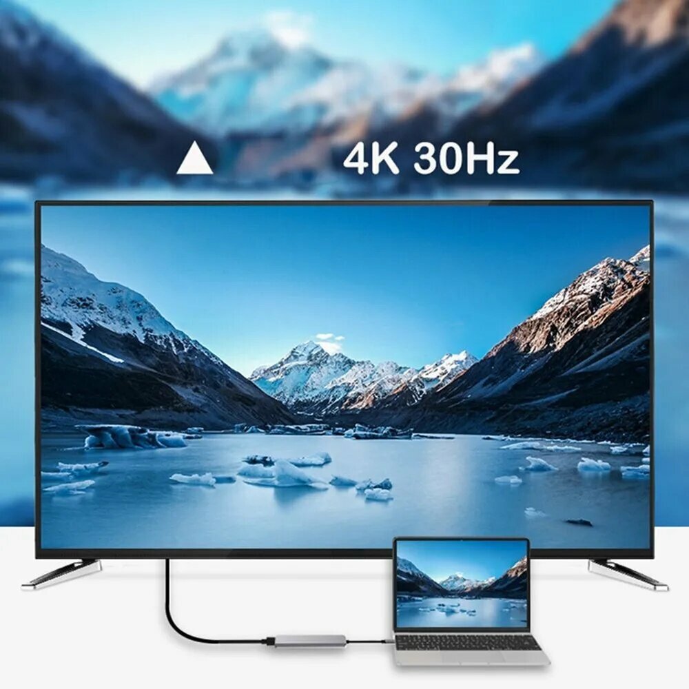 USB-док-станция, концентратор 7-в-1, 4-портовый USB-адаптер для ноутбука (серый)
