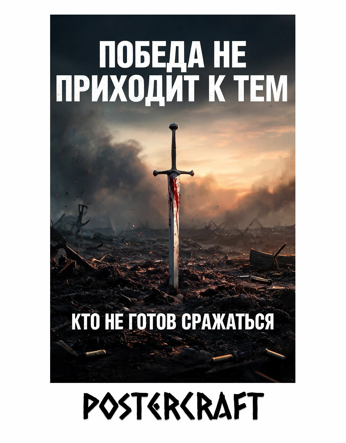 Мотивационный Постер "Победа и сражение", 29.7х42см, А3, глянцевый