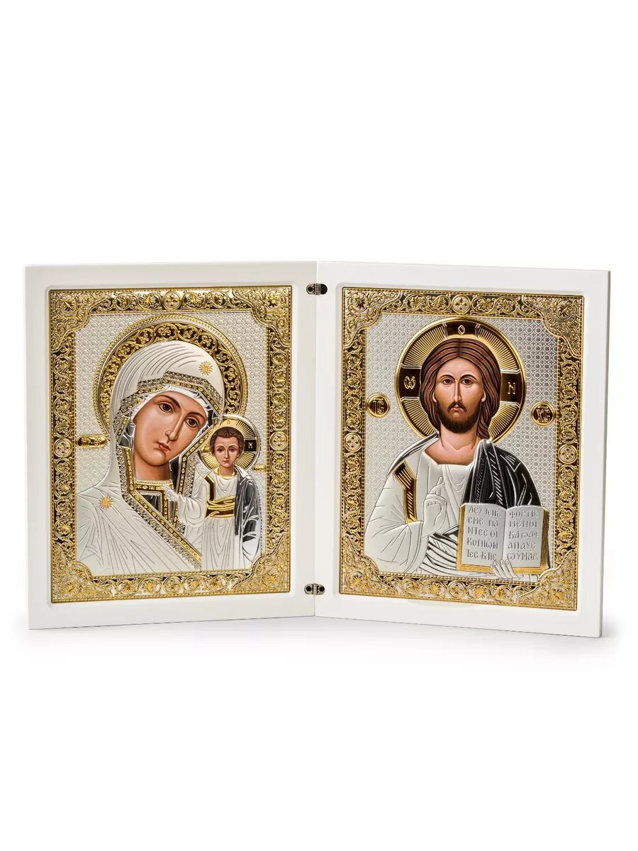 Икона серебряная, греческая складень, 260х420мм.