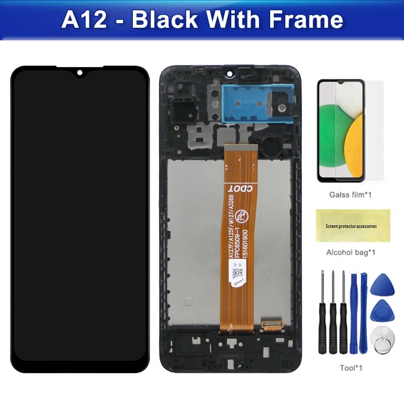 Дисплей LCD OEM 6.5' Для Samsung A12 Nacho С Сенсорным Экраном И Преобразователем, A125 With Frame