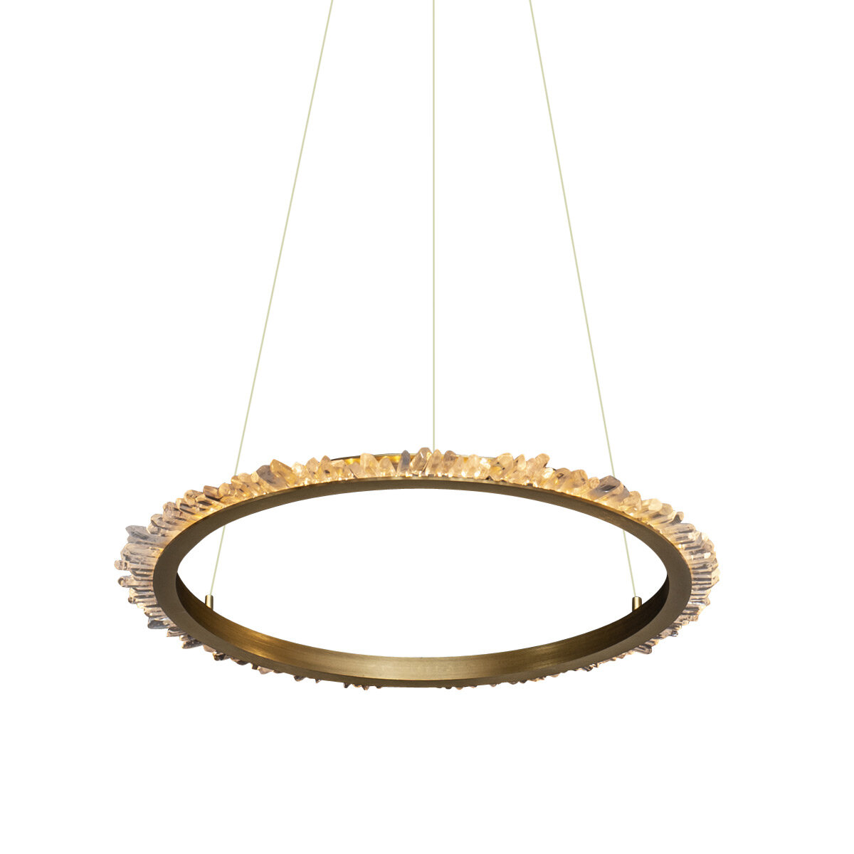 Подвесной светильник Delight Collection Quartz Halo MD20020154-1A satin gold, Прозрачный/Золотой, LED, 1 x 20 Вт.