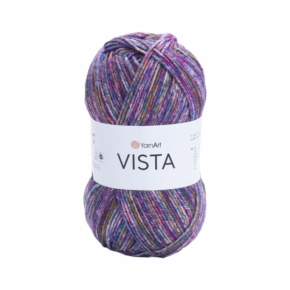 Пряжа для вязания YarnArt Vista 9207 фиолетовый меланж 100 гр/280 м 25% шерсть, 75% акрил