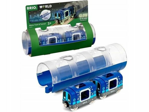 Brio 33970 Светящийся в темноте туннель и поезд метро для деревянной железной дороги