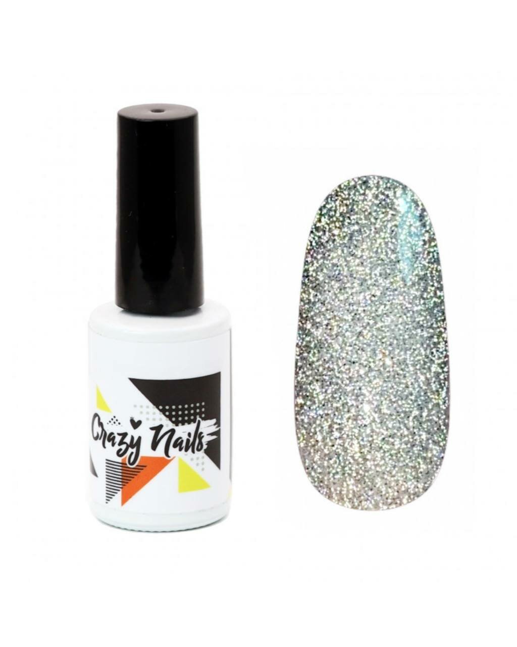 Топ Crazy Nails светоотражающий "Flash-glow top" Без липкого слоя, 15мл.
