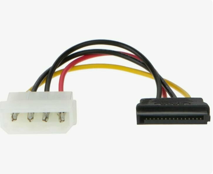 Кабель питания MOLEX штекер на гнездо SATA 15 pin прямой без замка 20 см
