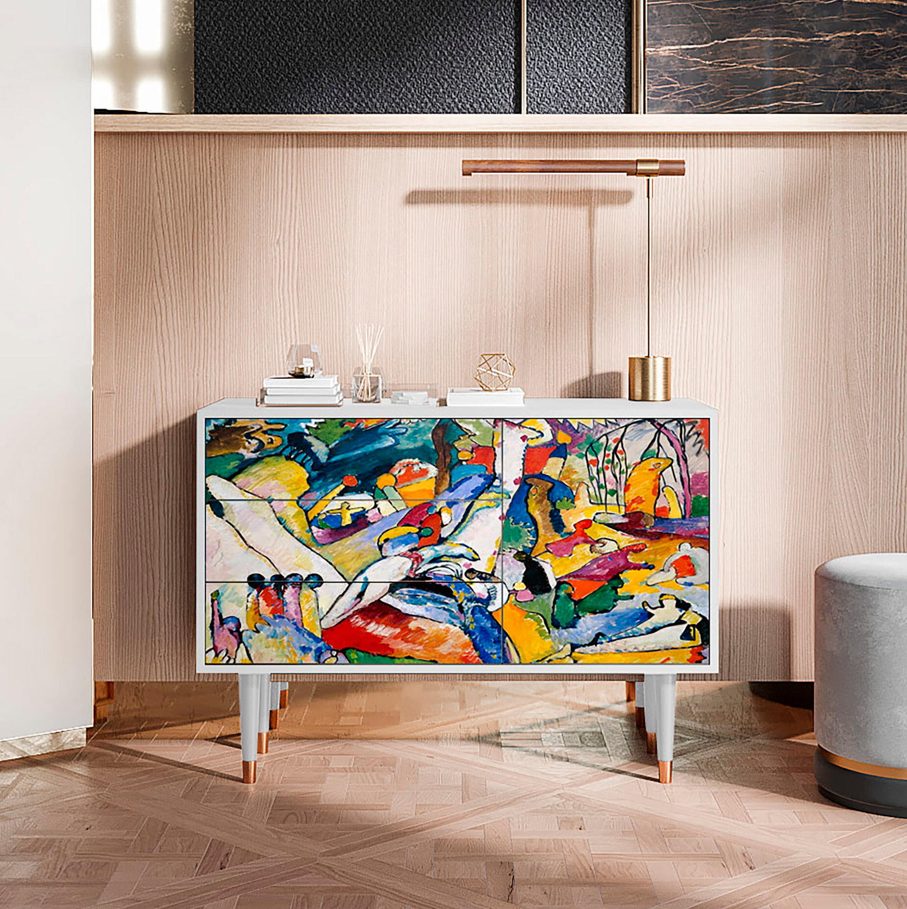 Комод - STORYZ - S3 Improvisation 26 by Wassily Kandinsky , Размер - 115 x 84 x 41 см, Цвет корпуса - , Белый