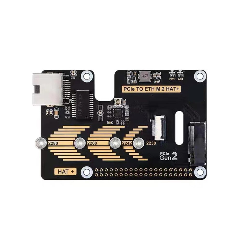 Адаптер PCIe для M.2 с функцией PoE, высокая скорость 5 Гбит / с, 16Pin для Pi5, поддерживает твердотельные диски NVMe 2280/2260/2242/2230