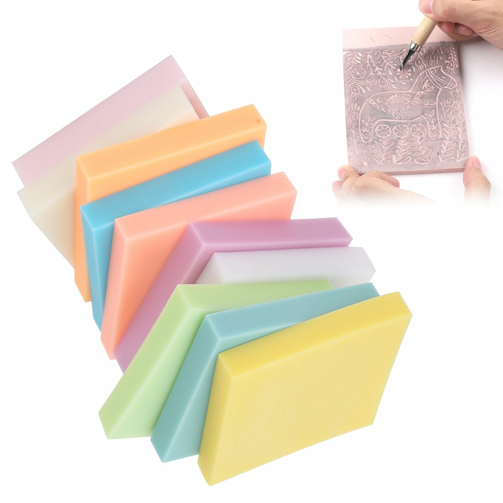 10 разноцветных резиновых штампов для DIY гравировки ремесленных аксессуаров