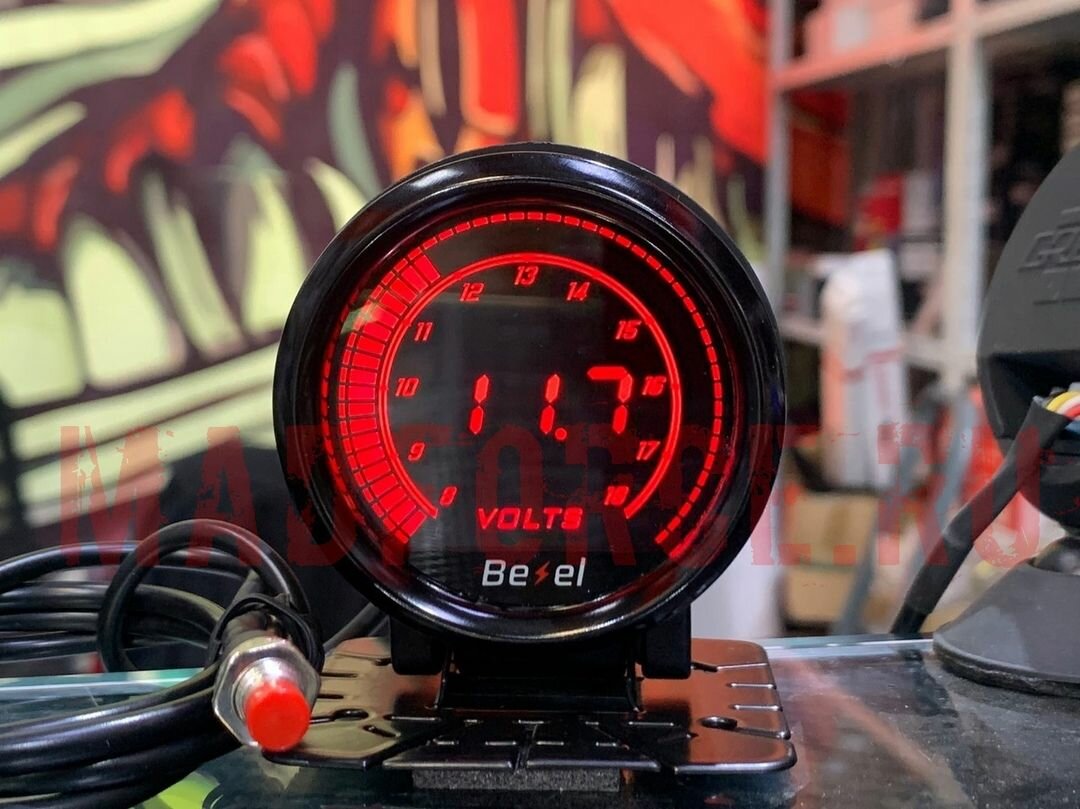 Датчик фазы BEZEL, цифровой, 52 мм, чёрный, для всех типов авто (Вольтметр)