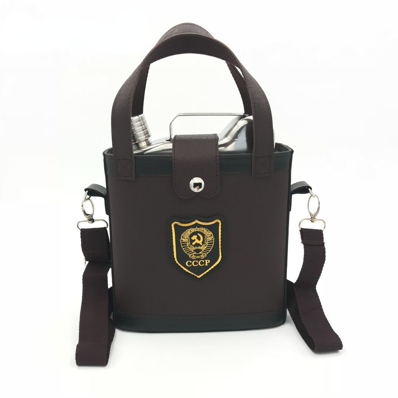 Фляжка, нержавеющая сталь, герметичная крышка, коричневая, 2,5 л