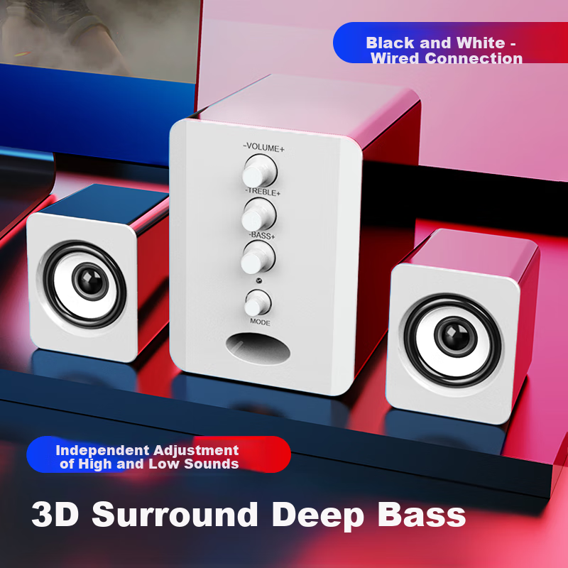 SADA Berlin Sound Computer Speaker Desktop Mini Speaker 2.1 Subwoofer High Definition Sound Quality Large Volume Home Gaming Office Small Steel Cannon USB Wired Speaker