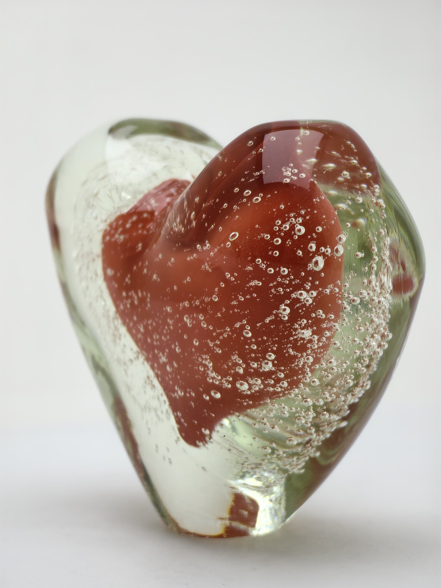 Красное стеклянное/ хрустальное сердце сувенир ручной работы