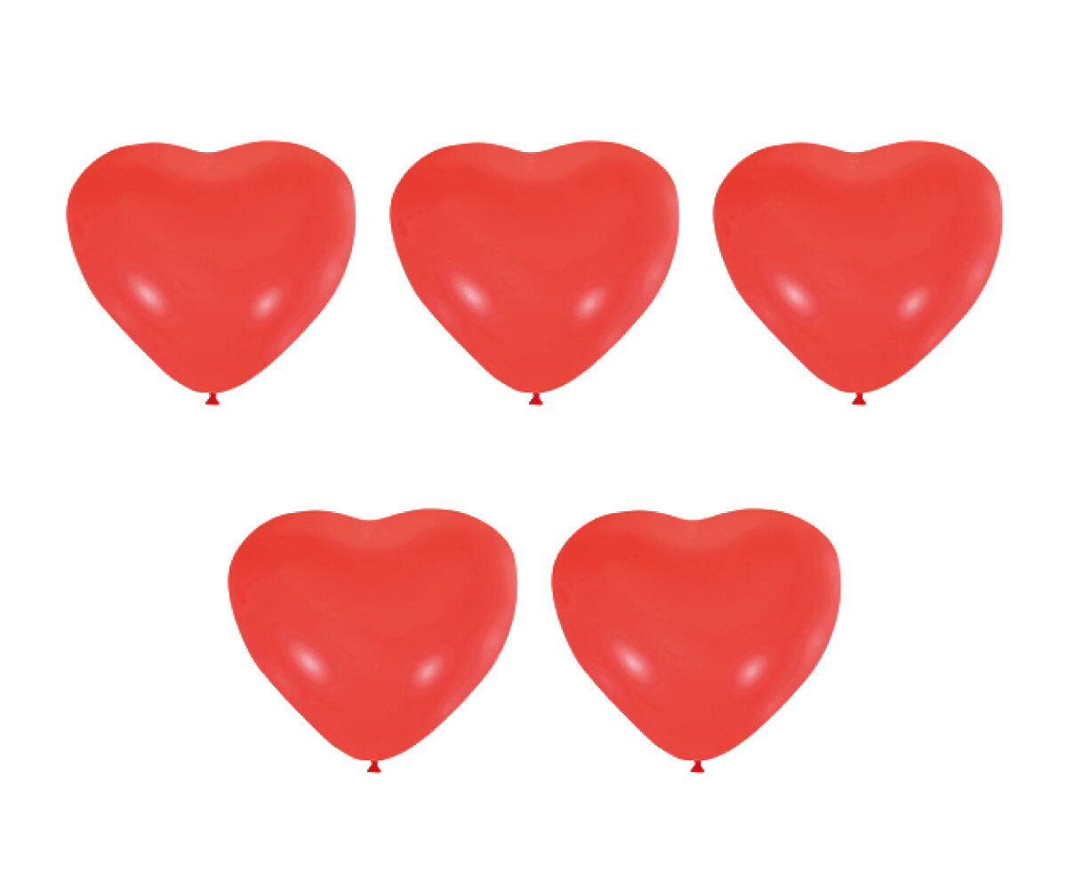 BOOMZEE Набор воздушных фигурных шаров Сердце, 30 см, 5 шт, латексный красный цвет