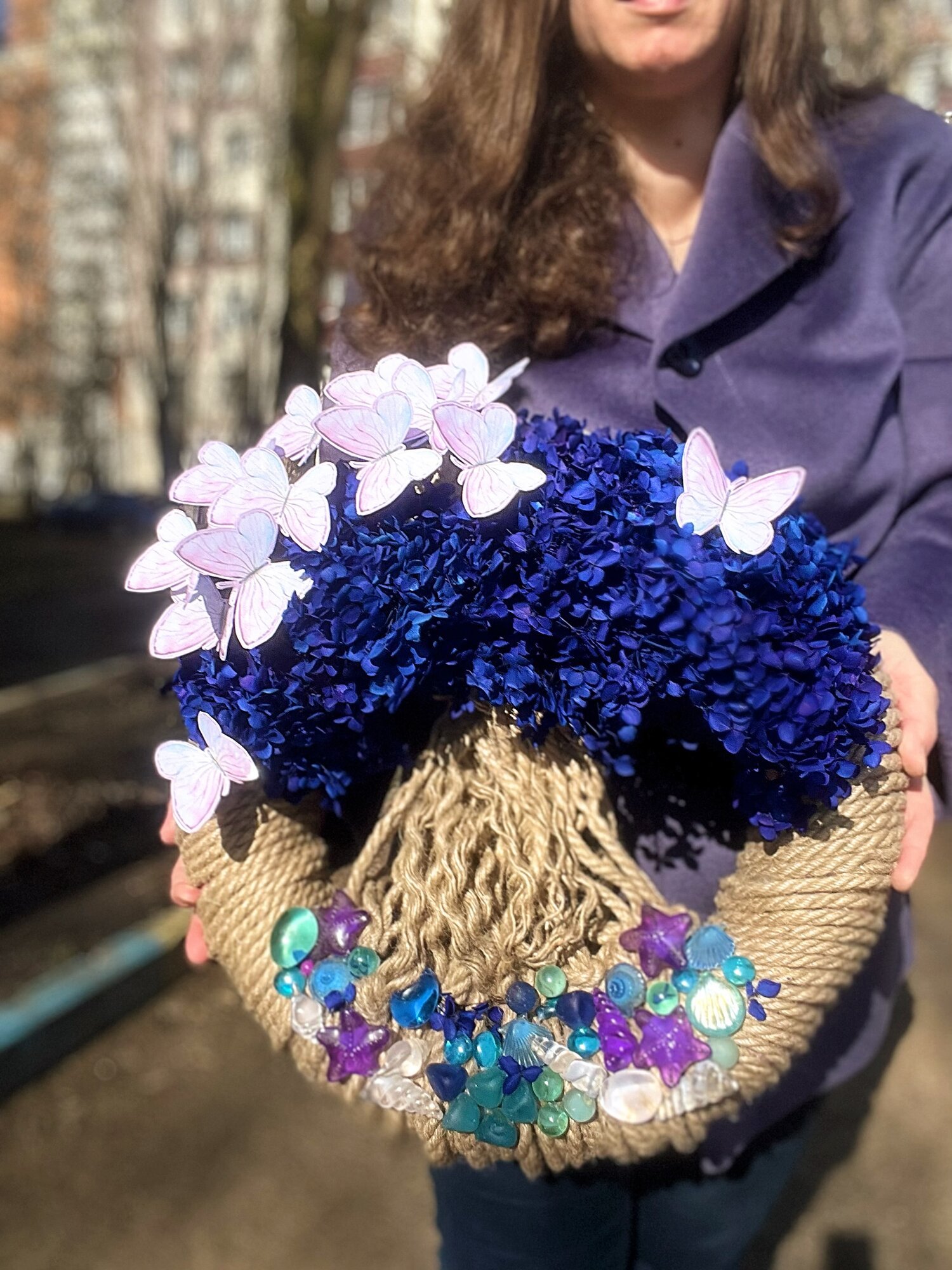 Панно «Дерево Счастья», сухоцветы, гортензия, настенная композиция