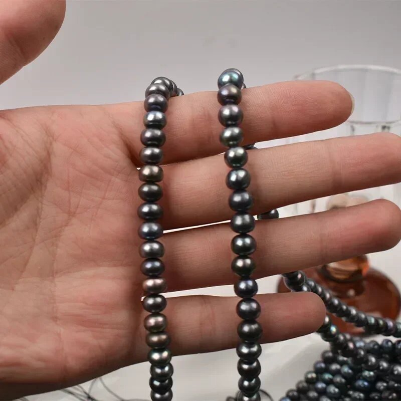 Серый натуральный пресноводный жемчуг 7-8 мм