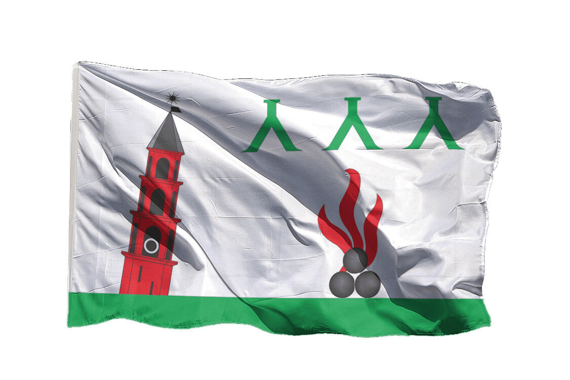 Флаг Невьянска на шёлке, 70х105 см для ручного древка