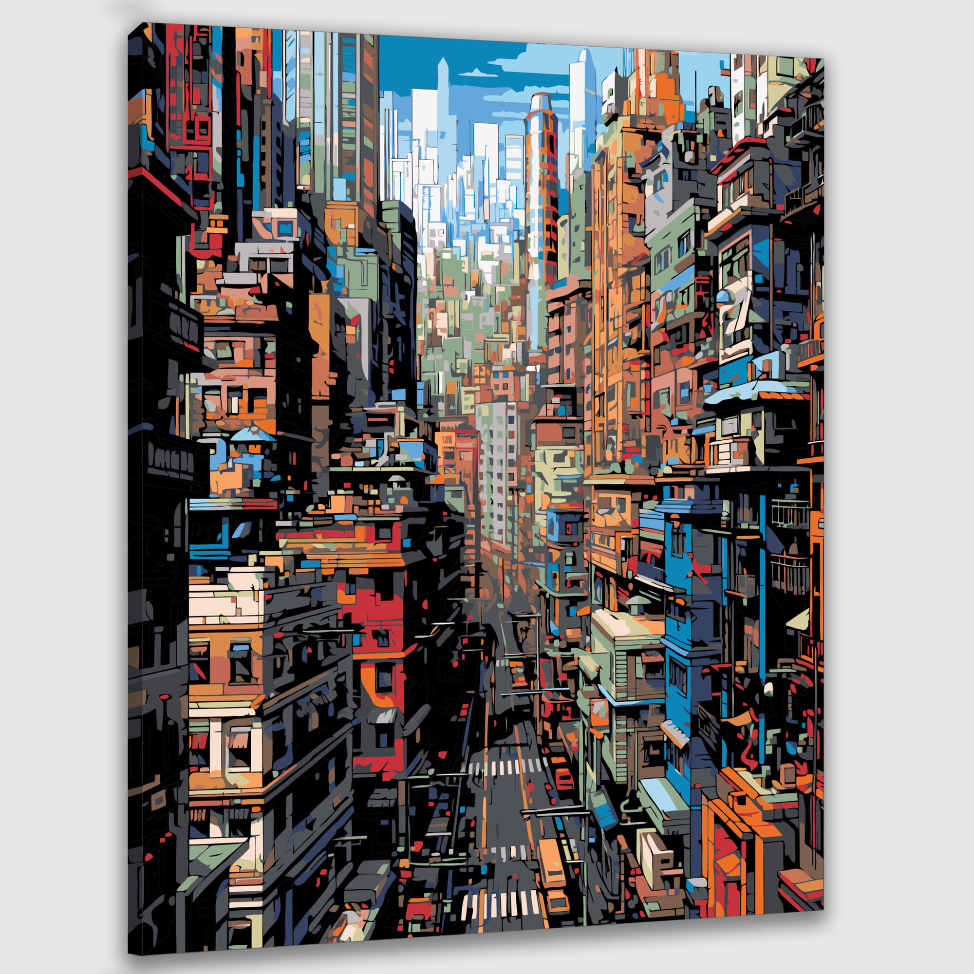 Картина по номерам 40x50 см, городская мозаика, пиксель-арт, городской пейзаж, достопримечательности, улицы, кварталы
