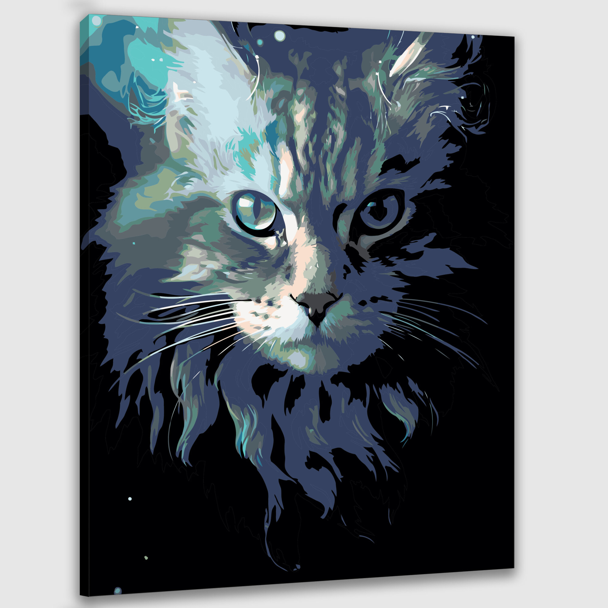 Картина по номерам 40x50 см, Кот Манул, ледяные ветра, снежинки, кошачьи глаза, мудрость, мистицизм