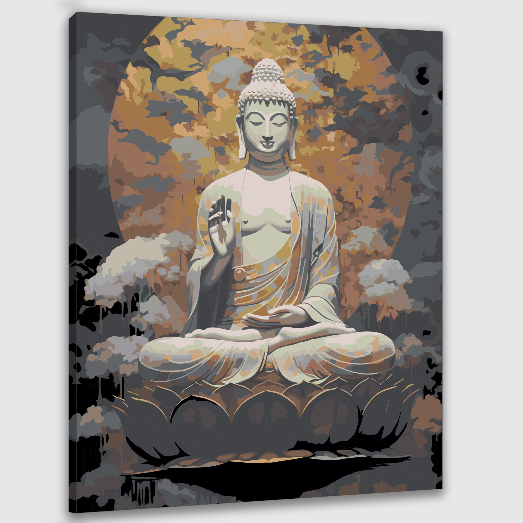 Картина по номерам 40x50 см, искусство, картина, коллаж, текстурированная бумага, узоры, цвета, медитация, Будда, ореол