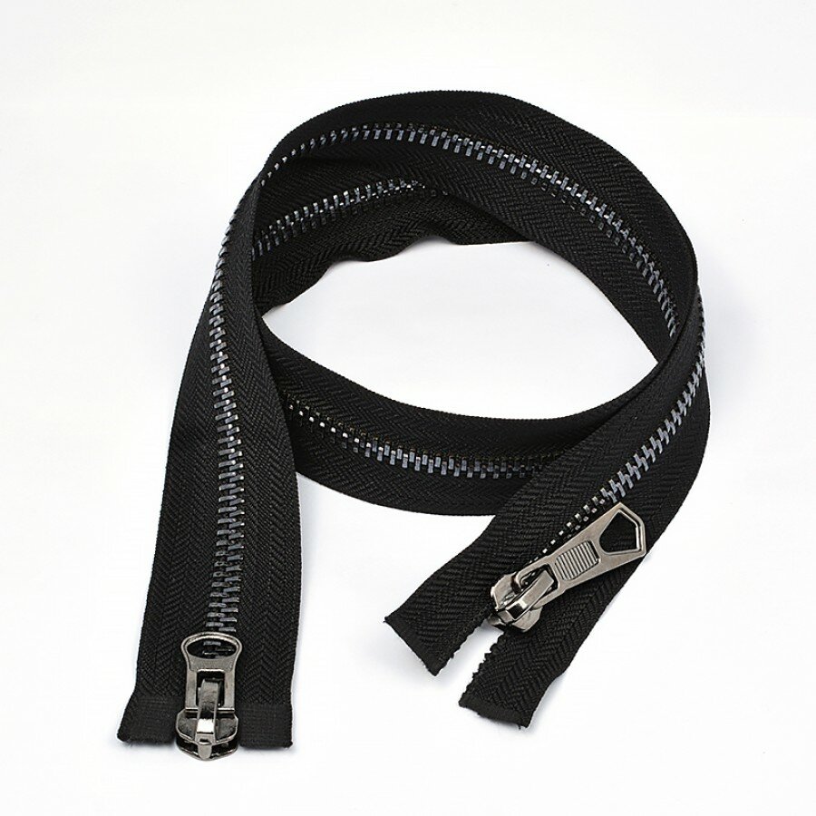 Молния MaxZipper мет. N8 черный никель шлиф. звено, 2 замка, 75 см цв. F322 черный уп.10шт