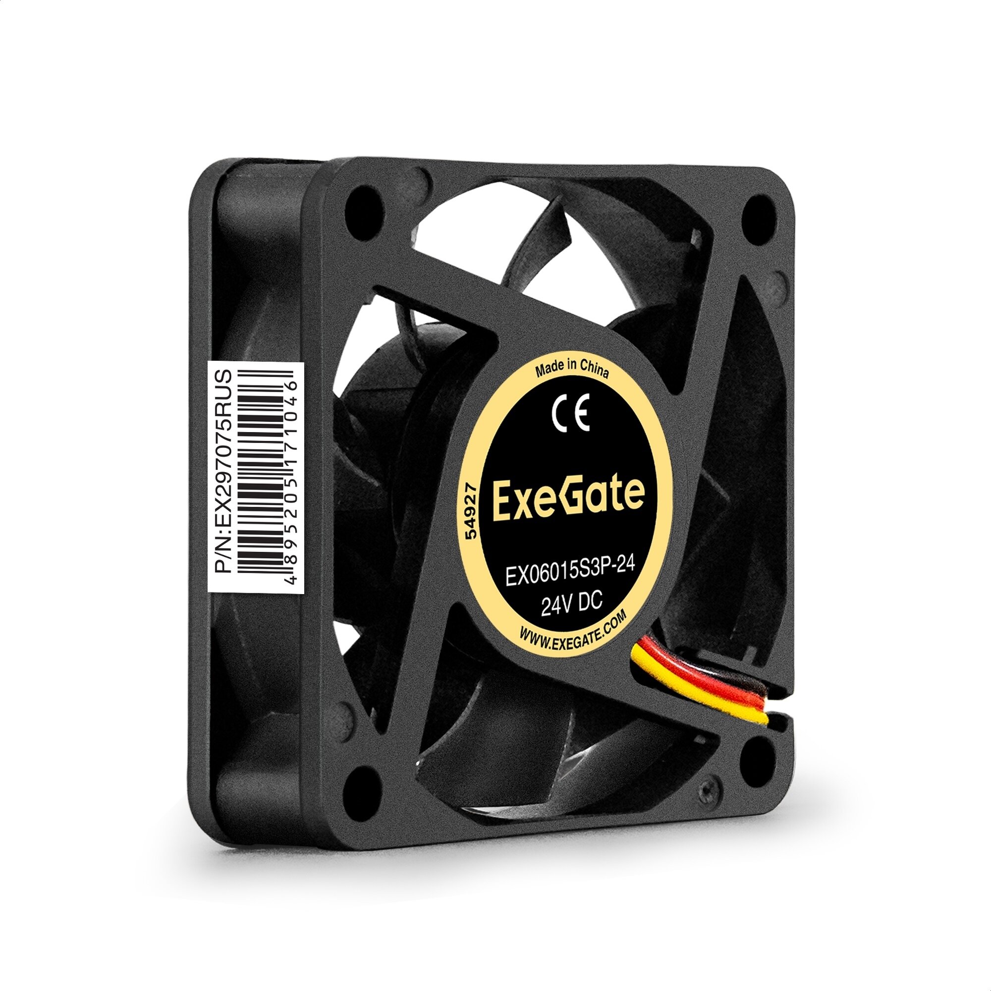 Вентилятор для корпуса ExeGate EX06015S3P-24 черный, 60 мм, 4800 об/мин, 34.1 дБ, 3 pin