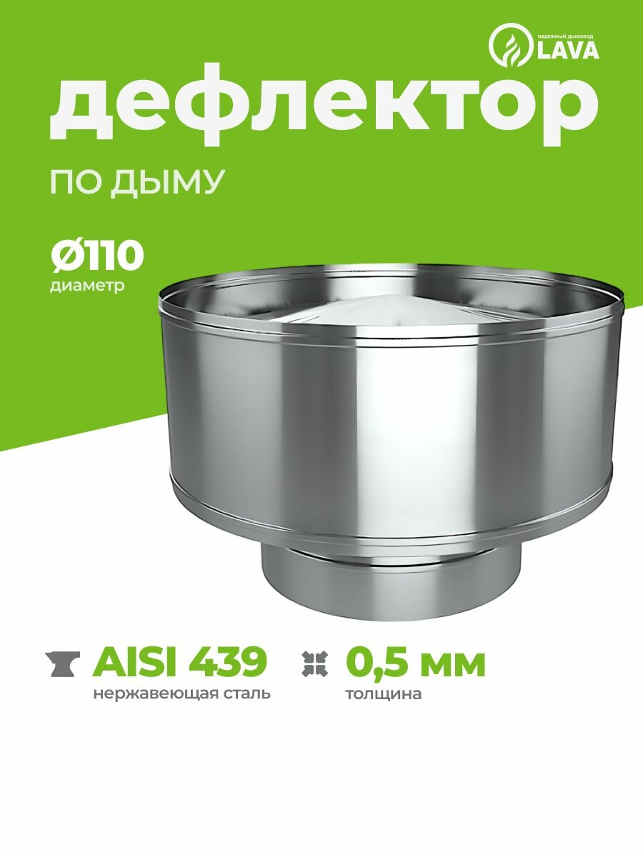 Дефлектор для трубы дымохода d110, AISI 439/0,5 мм (Мама)