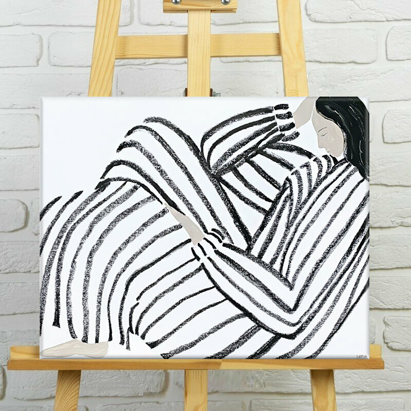 Картина на холсте 50х70 см "София Линд - девушка в домашнем", на стену для интерьера