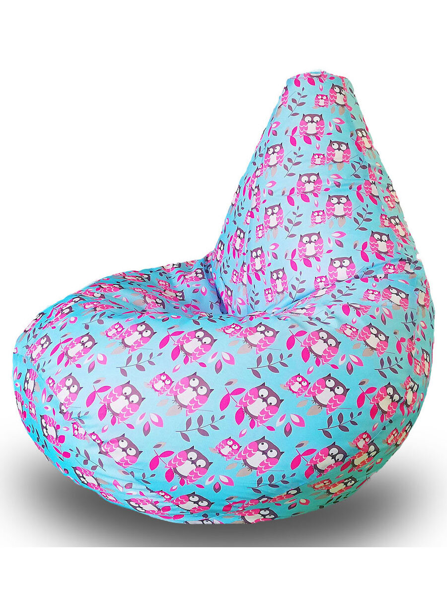 Кресло мешок MyPuff, бескаркасное кресло, пуфик мешок, размер 3XL, оксфорд, Совы