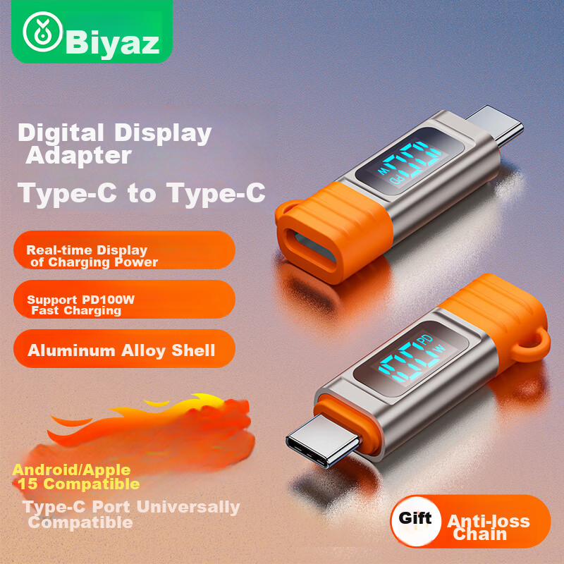 Biaze Type-C Digital OTG Adapter, PD100W Current Display Converter, Full-Function Test Pen for Laptops 16/15, Compatible with Apple Phones And Macbook