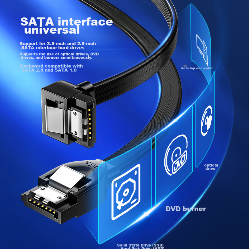 Shanze High-Speed SATA 3.0 Hard Drive Data Cable, External SSD/HDD Connection Cable, Optical Drive Serial Port Cable, Power Dual-Channel Conversion Cable, Straight Head 0.25 Meters ZDZ025