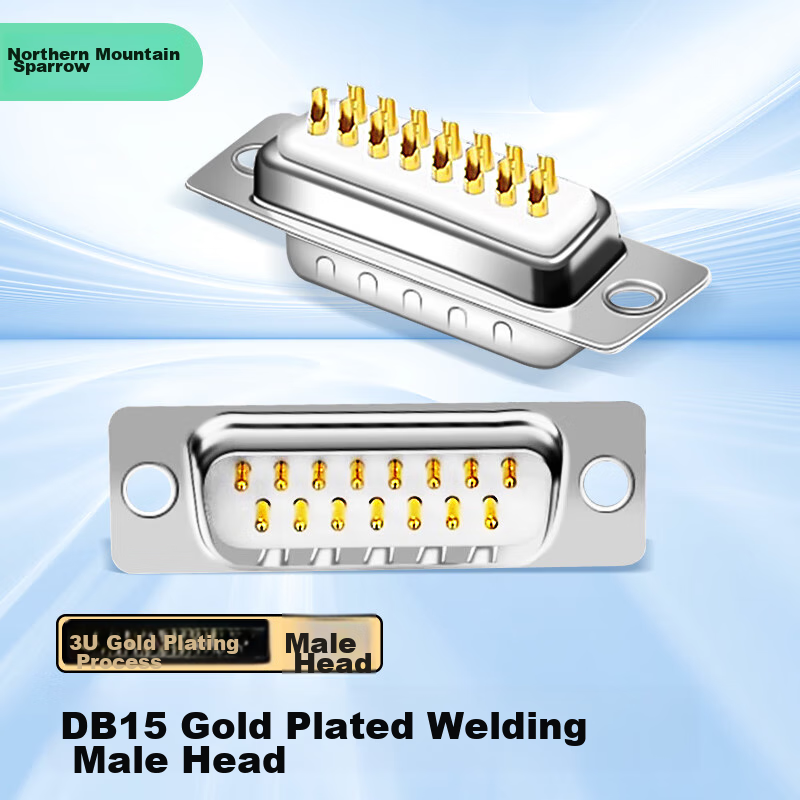 Beishantiao DB15 two rows of 15 pin welding head 2 rows of serial port parallel port welding wire plug male head 2 packs HJ463