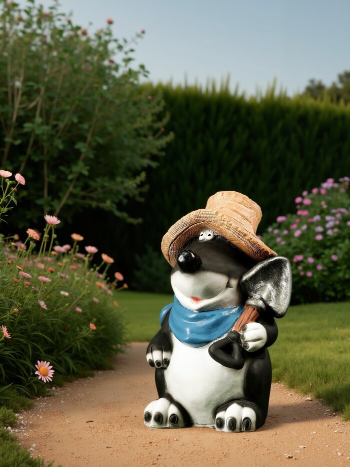 Садовая фигура из полистоуна «Крот в шляпе», 45×26×26 см